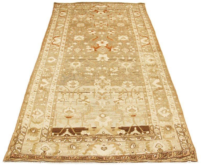 Antique Persian Shahsavan Rug with Brown and Ivory Floral Patterns For ...