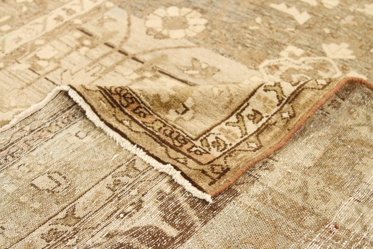 Antique Persian Shahsavan Rug with Brown and Ivory Floral Patterns For ...