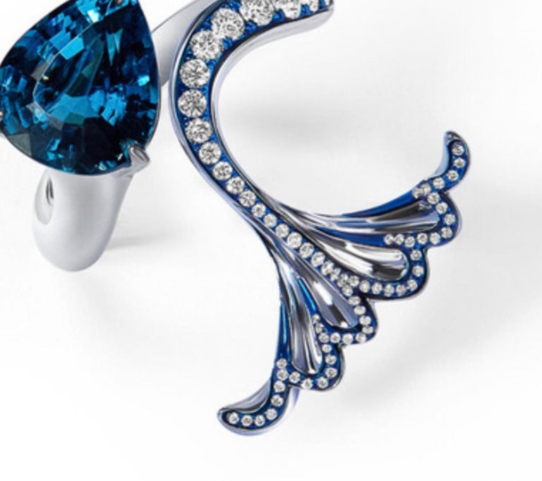 «Ariel» Tourmaline, Diamonds, 18 Karat Gold and Titanium Ring For Sale ...