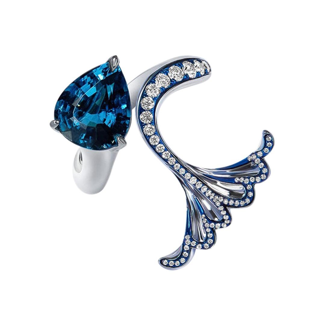 «Ariel» Tourmaline, Diamonds, 18 Karat Gold and Titanium Ring For Sale ...