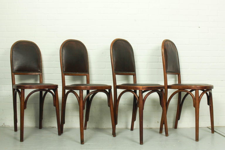 Art Nouveau Bentwood and Leather Dining Room Set from Fischel, c1910 ...