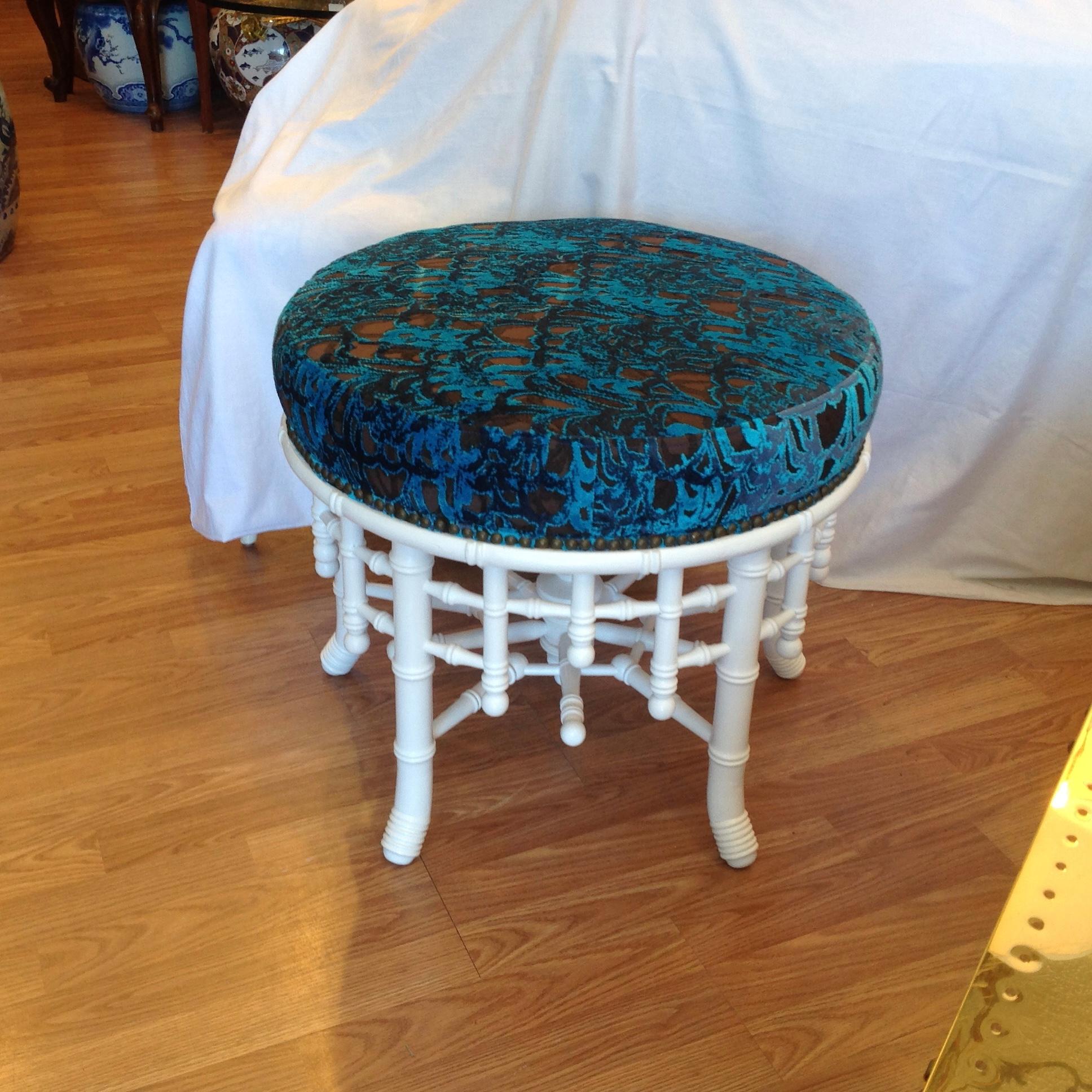 "Brighton" Lacquered Faux Bamboo Ottoman at 1stDibs | bamboo ottoman stool