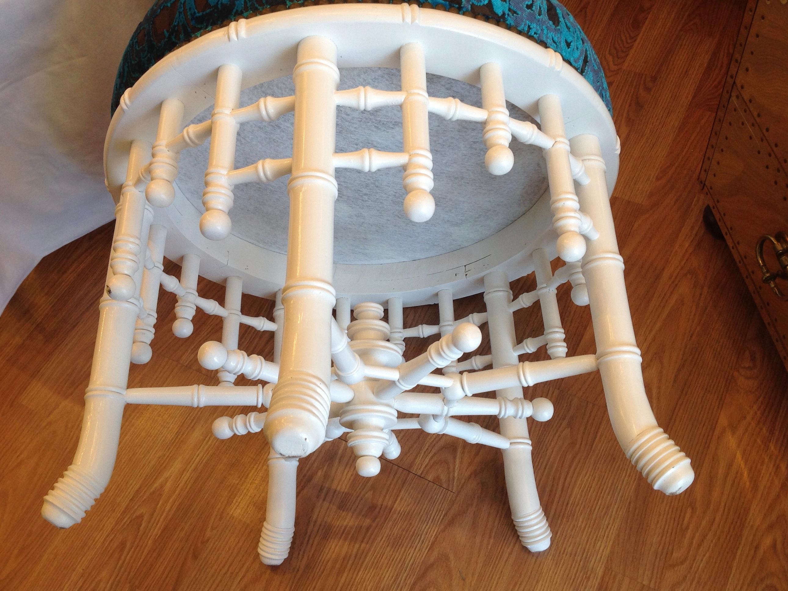 "Brighton" Lacquered Faux Bamboo Ottoman at 1stDibs | bamboo ottoman stool