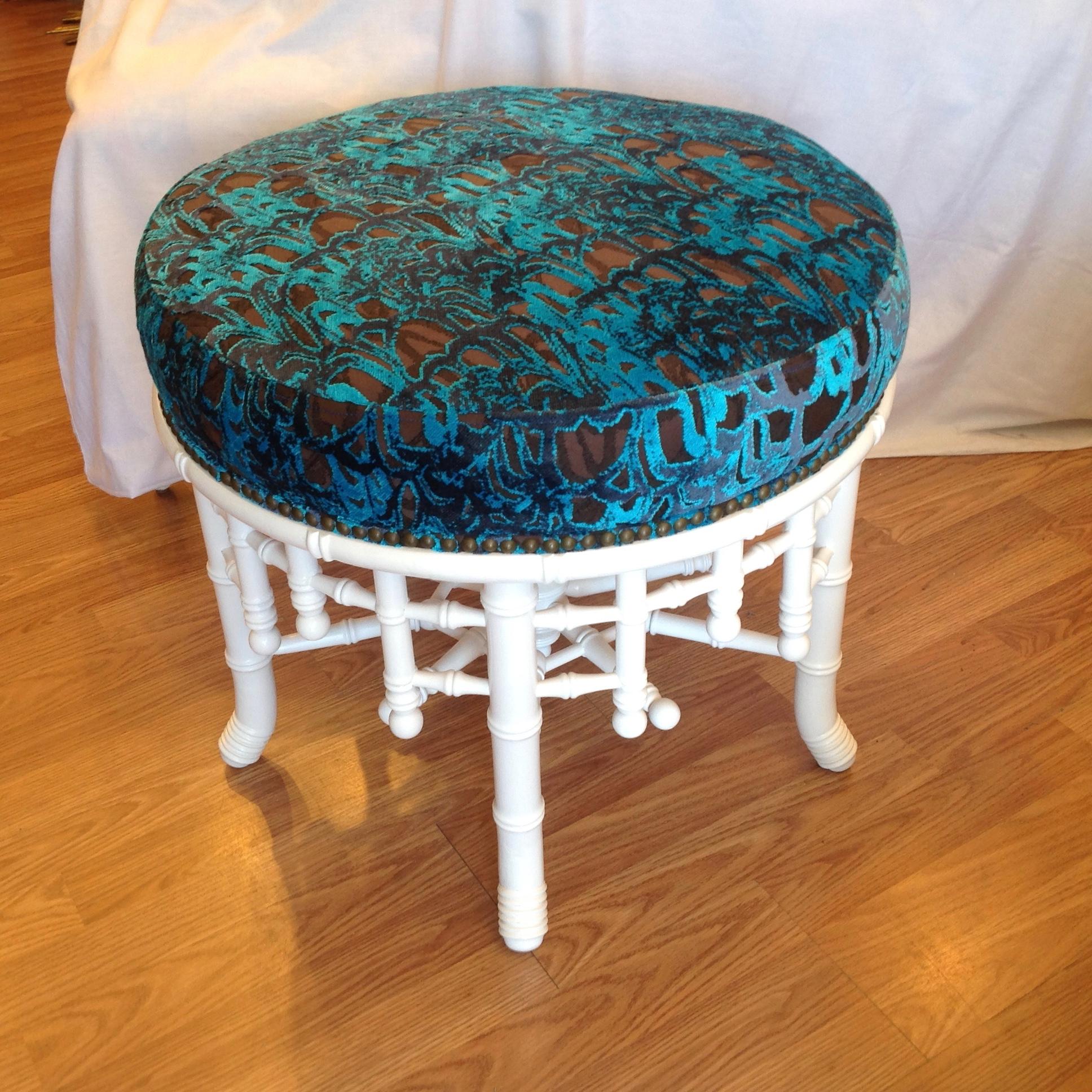 "Brighton" Lacquered Faux Bamboo Ottoman at 1stDibs | bamboo ottoman stool