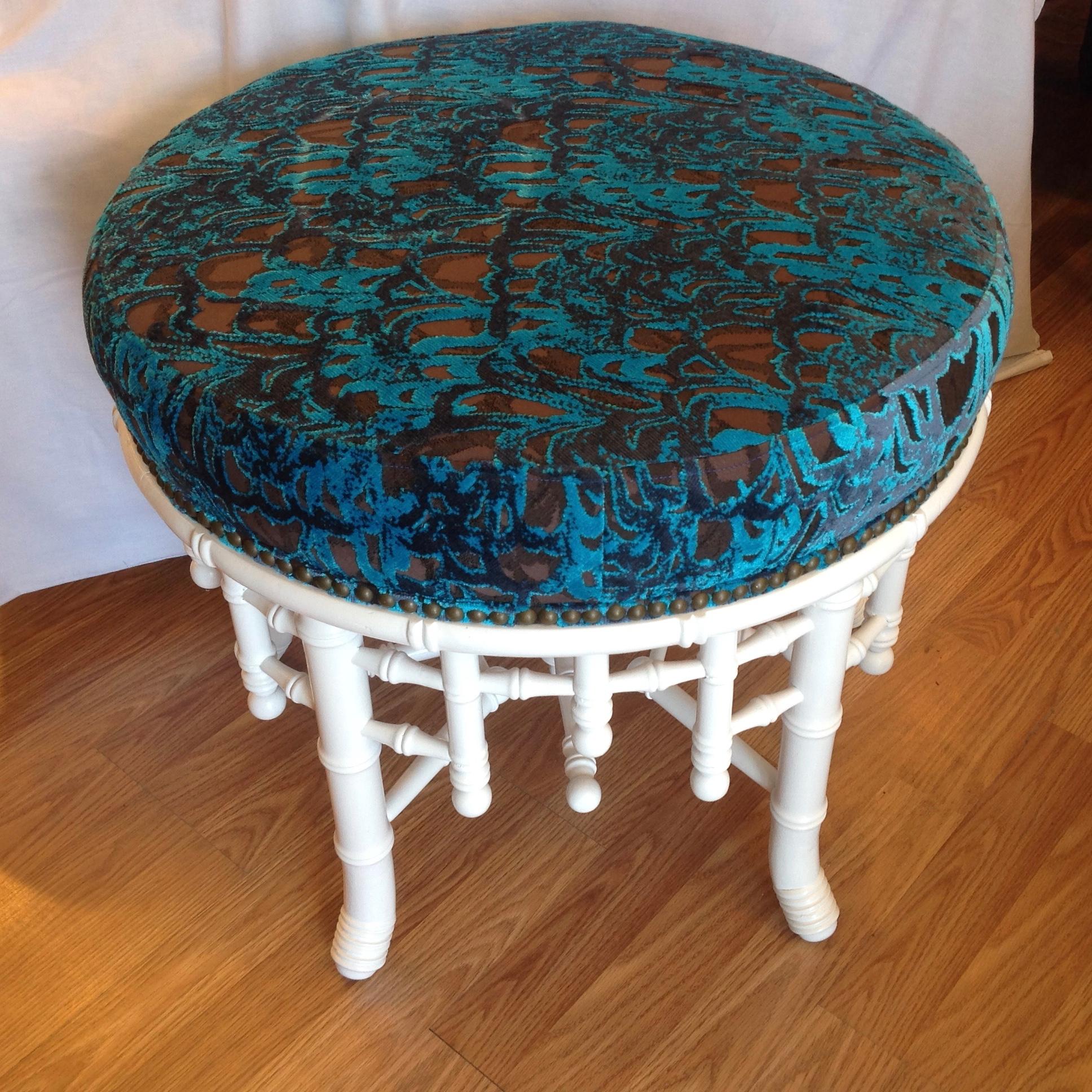 "Brighton" Lacquered Faux Bamboo Ottoman at 1stDibs | bamboo ottoman stool