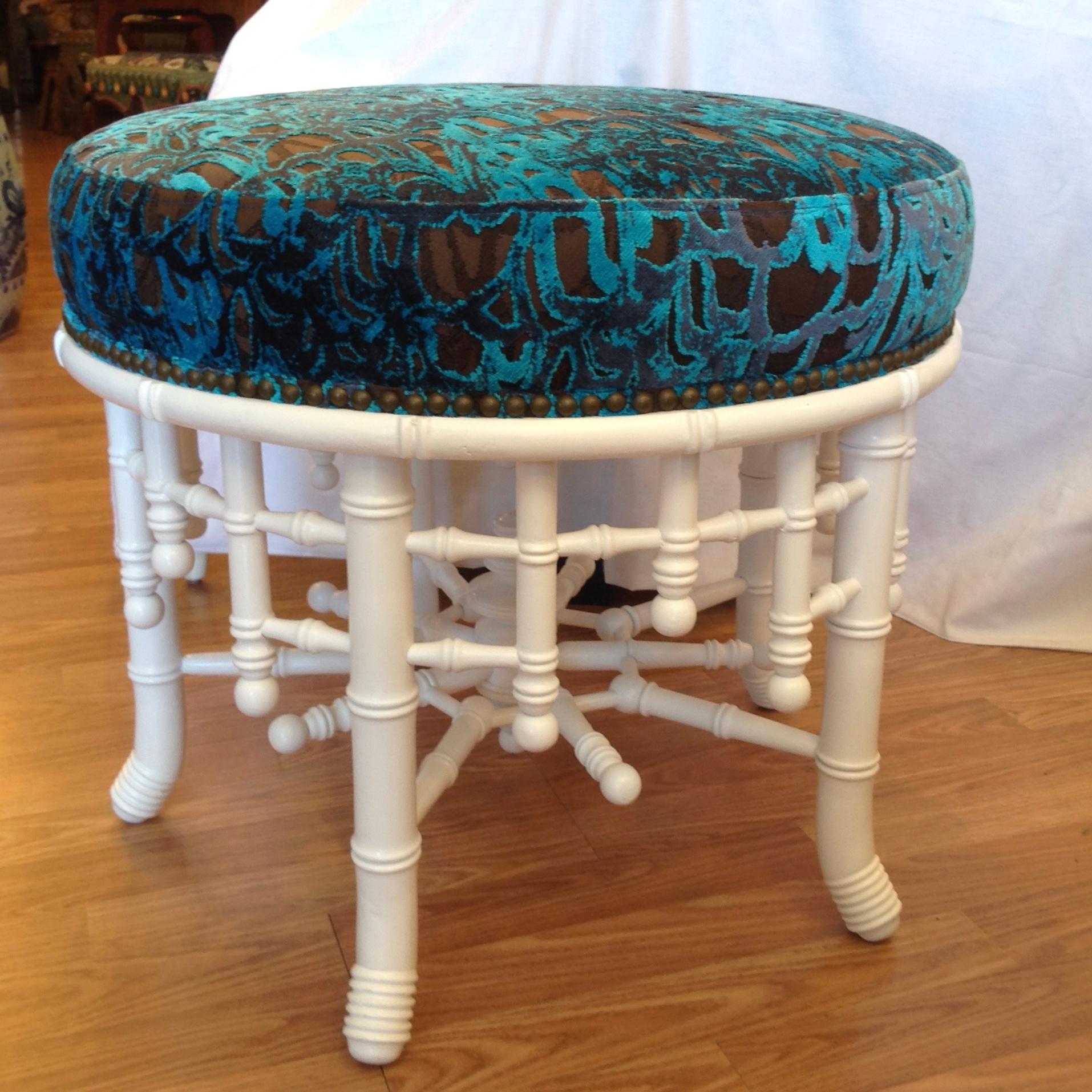"Brighton" Lacquered Faux Bamboo Ottoman at 1stDibs | bamboo ottoman stool