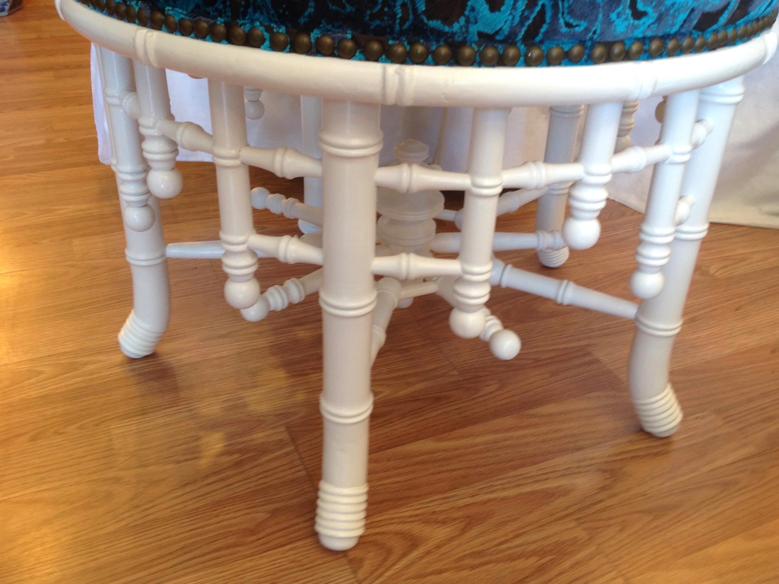 "Brighton" Lacquered Faux Bamboo Ottoman at 1stDibs | bamboo ottoman stool