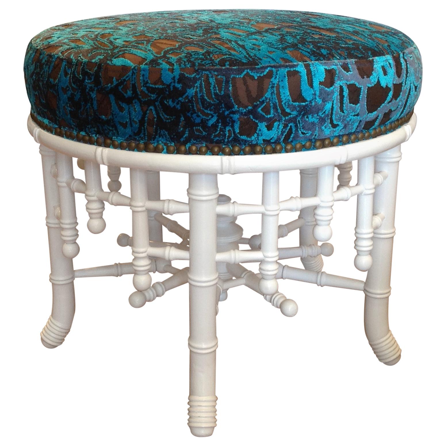 "Brighton" Lacquered Faux Bamboo Ottoman at 1stDibs | bamboo ottoman stool