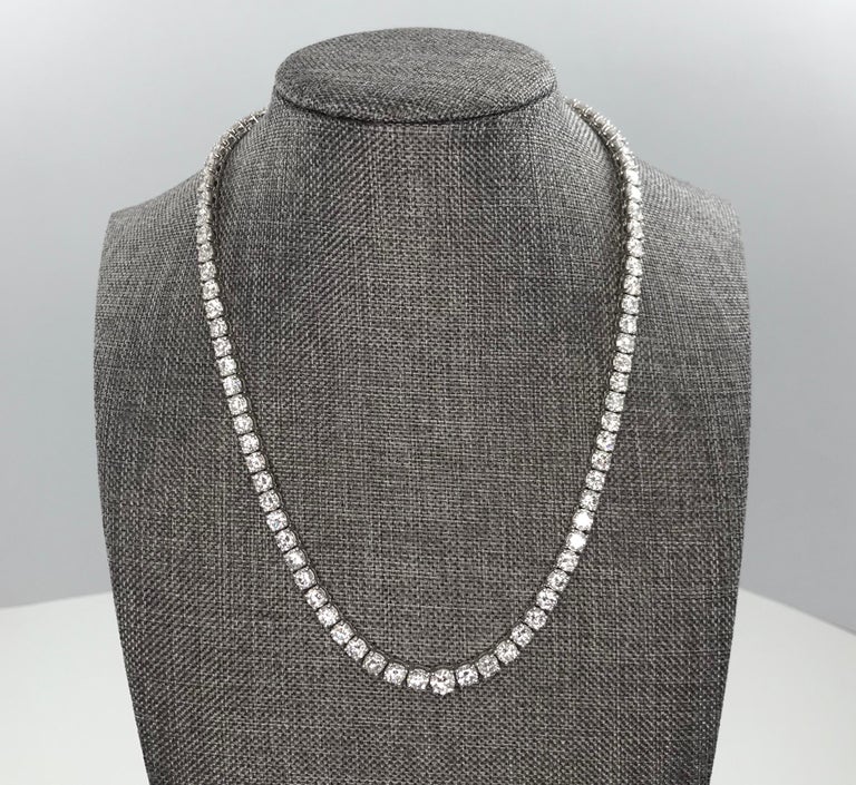Graduated Diamond Eternity Necklace, 28.77 Carats For Sale at 1stDibs