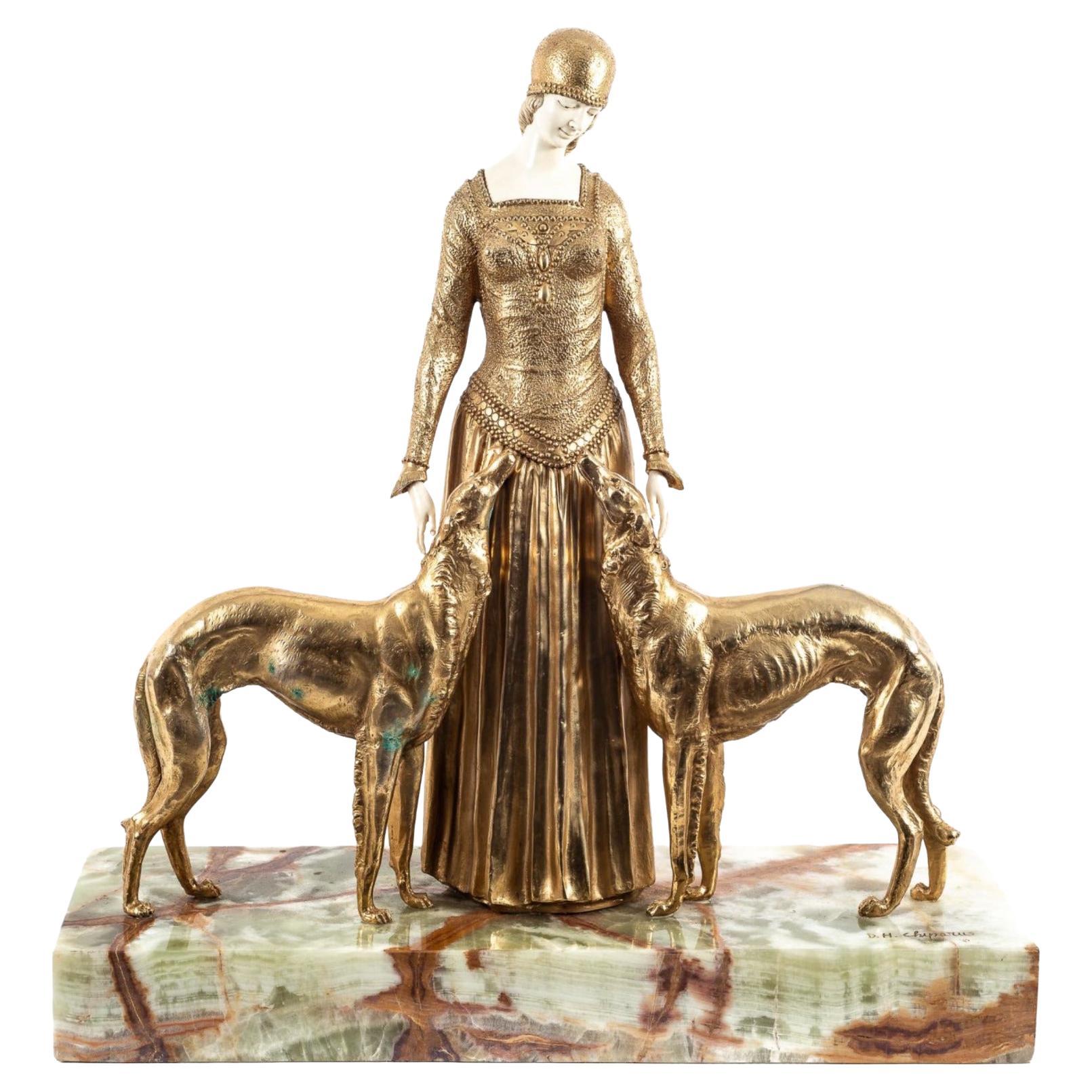 “Elegant Lady” Stunning Large Art Deco Sculpture Signed by D.H Chiparus ...