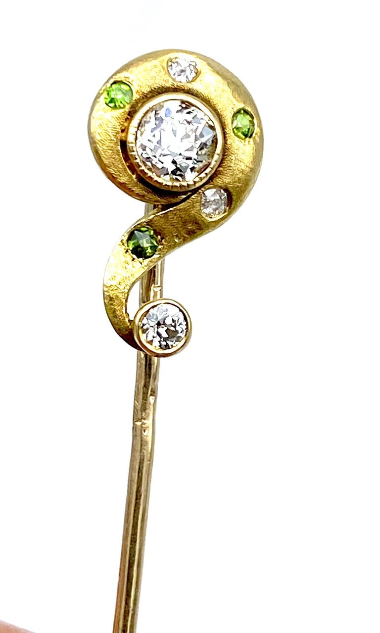 ? Symbol Mine Cut Diamond Pin, Circa 1800's 14 Karat Yellow Gold For ...