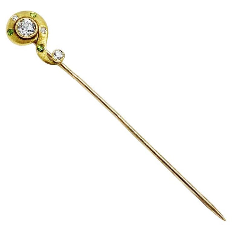 ? Symbol Mine Cut Diamond Pin, Circa 1800's 14 Karat Yellow Gold For ...
