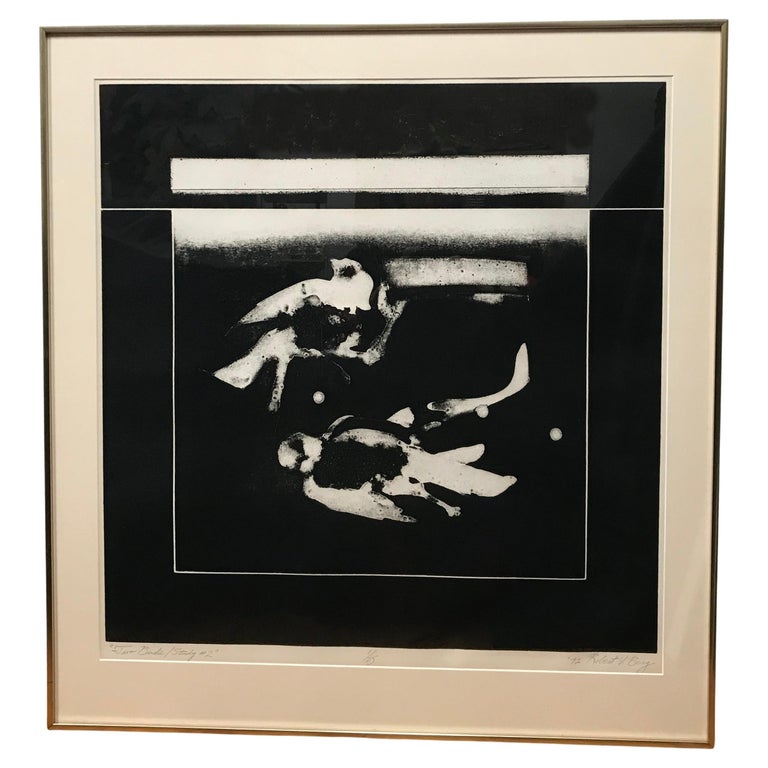 " Two Birds" Lithograph in Gold Frame by Robert Bey For Sale at 1stDibs