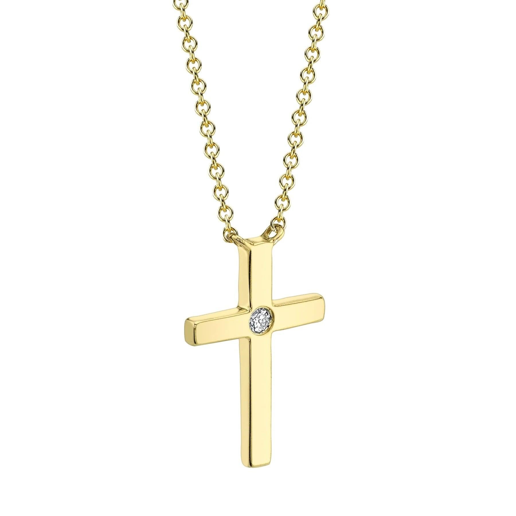 0.03ct Round Brilliant Cut Diamond Cross Necklace For Sale at 1stDibs