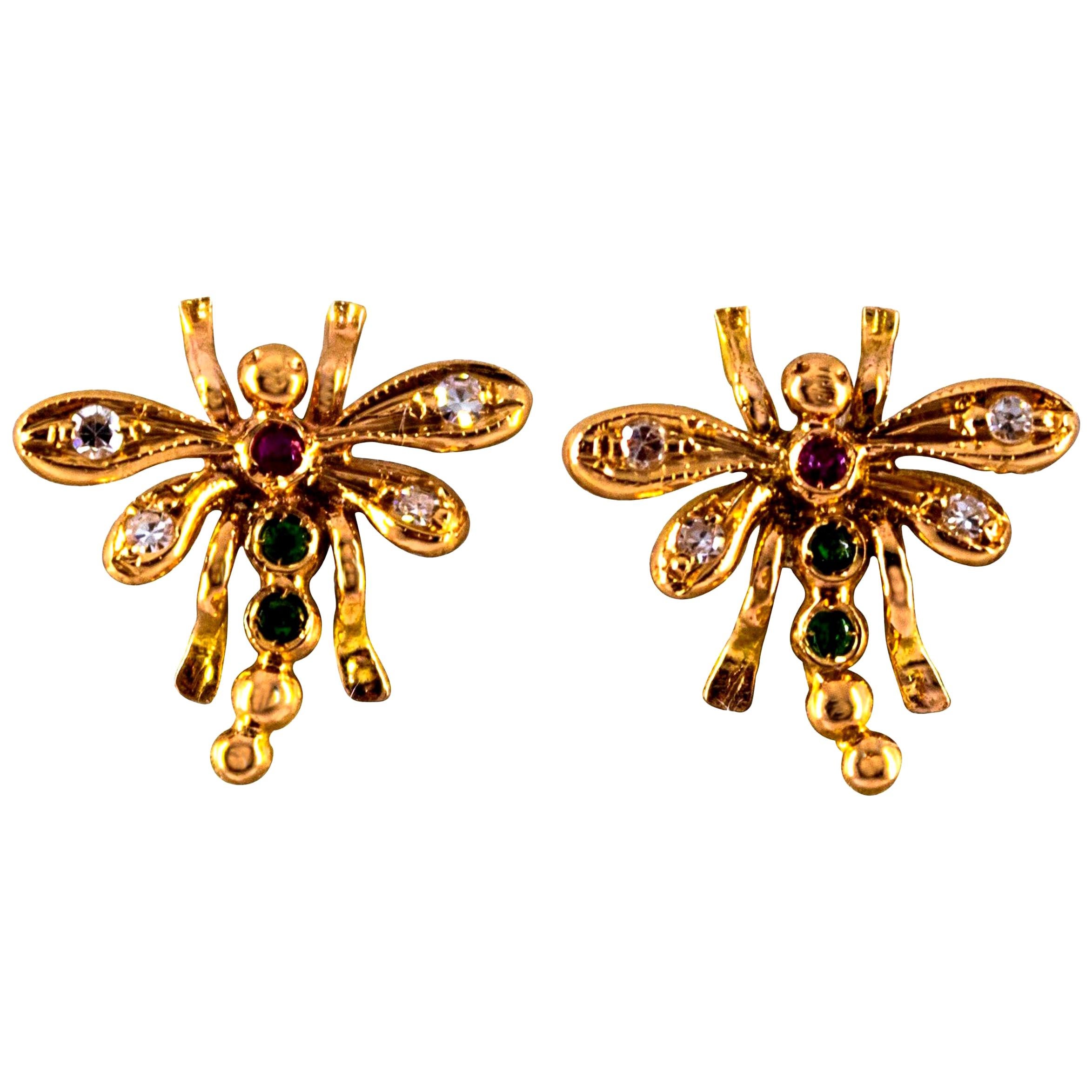 Temple St. Clair Diamond Gold Dragonfly Earrings at 1stDibs | diamond ...