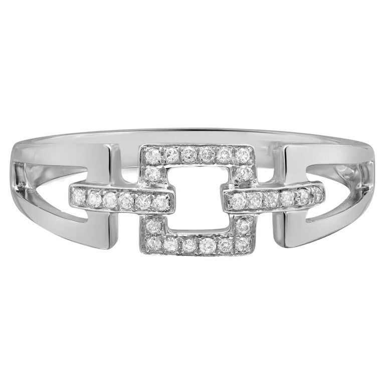 0.09Cttw Pave Set Round Diamond Ladies Ring 14k White Gold For Sale at ...