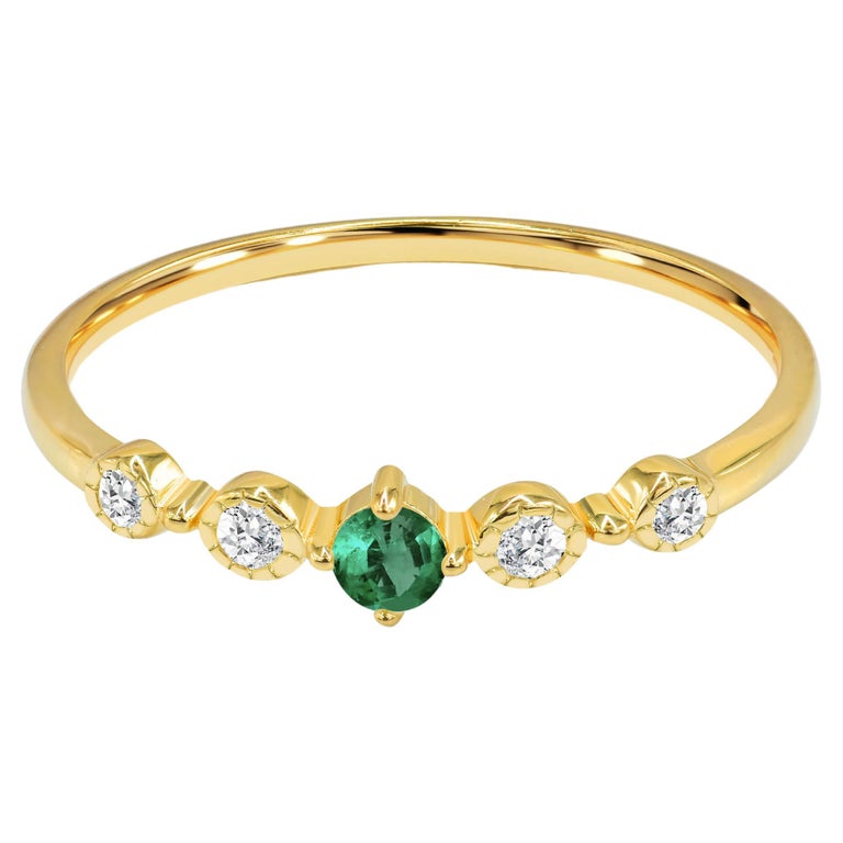 Customizable 0.11 Ct Ruby, Emerald and Sapphire Promise ring in 18K ...