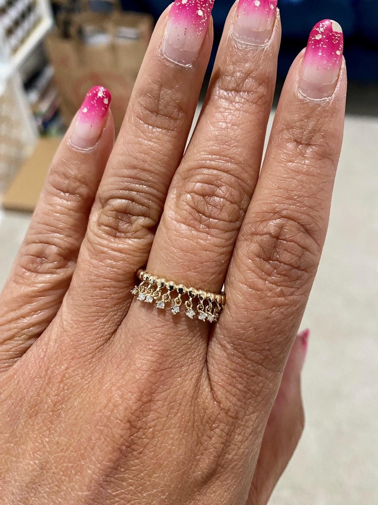 Round Cut Diamond Cable Yellow Gold Band For Sale at 1stDibs