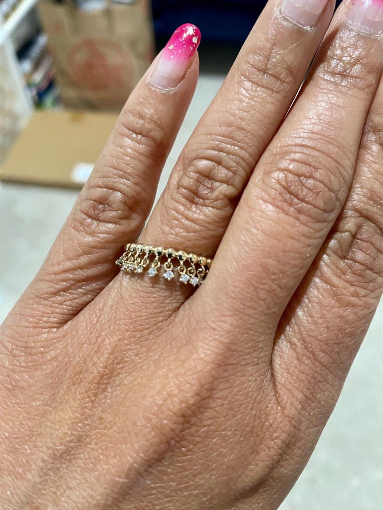 Round Cut Diamond Cable Yellow Gold Band For Sale at 1stDibs