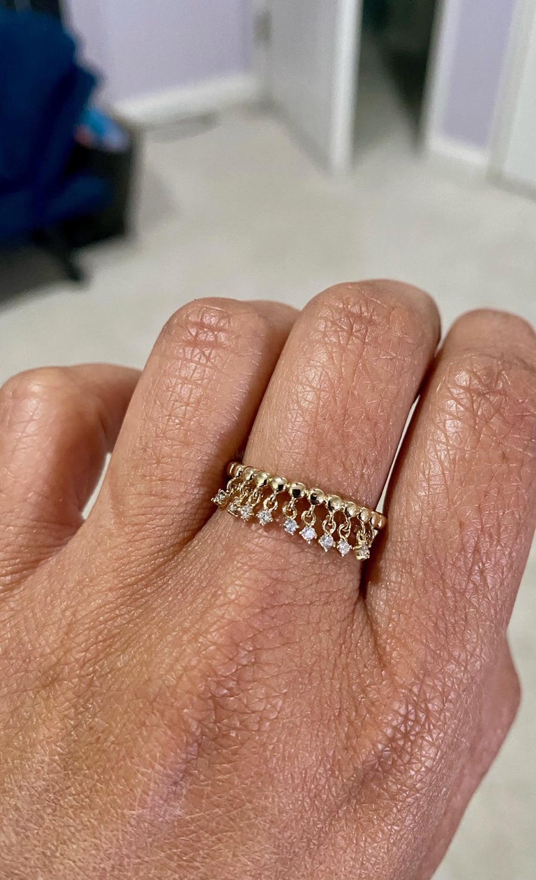 Round Cut Diamond Cable Yellow Gold Band For Sale at 1stDibs