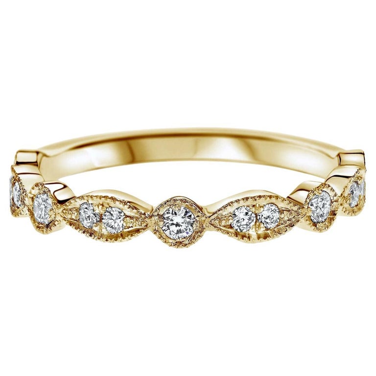Customizable 0.20 Carat Diamond Milgrain Wedding Band in 14k Yellow ...