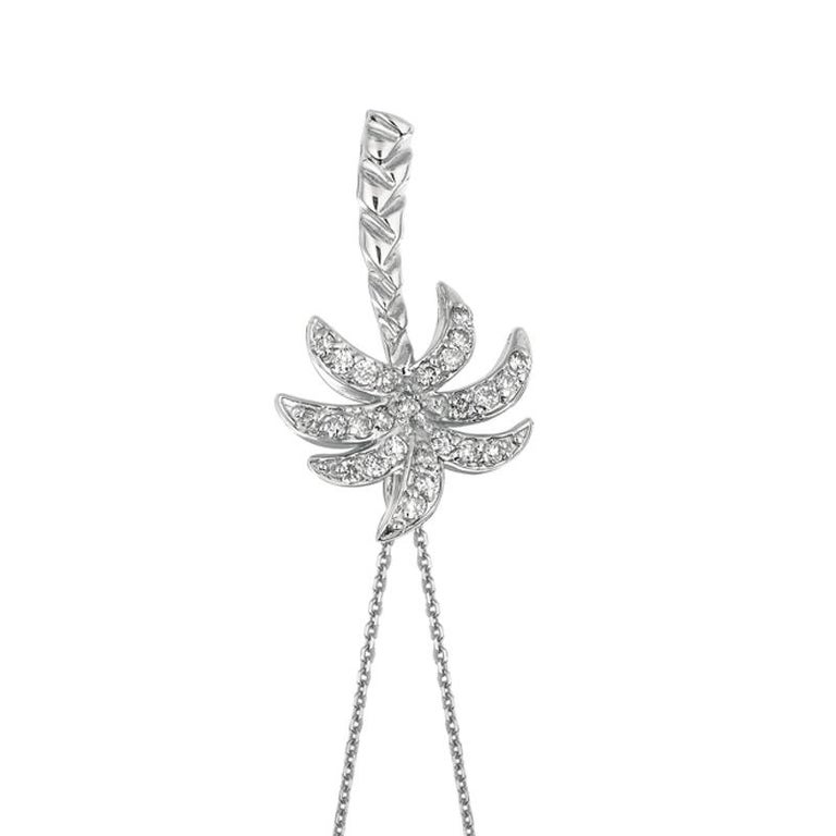 0.20 Carat Natural Diamond Palm Tree Necklace Pendant 14 Karat White ...