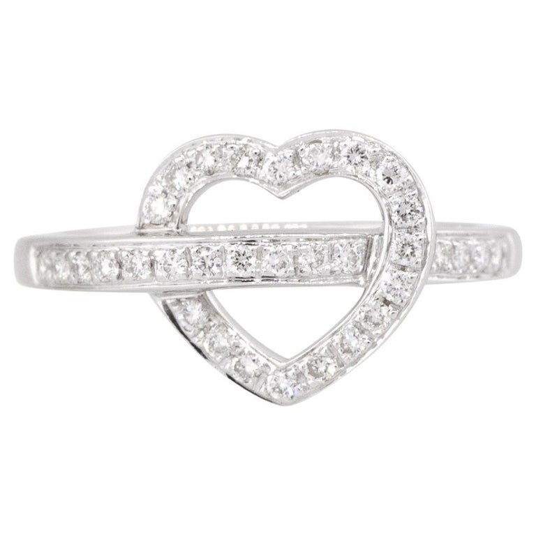 0.20 Carat Pave Diamond Open Heart Ring 18 Karat in Stock For Sale at ...