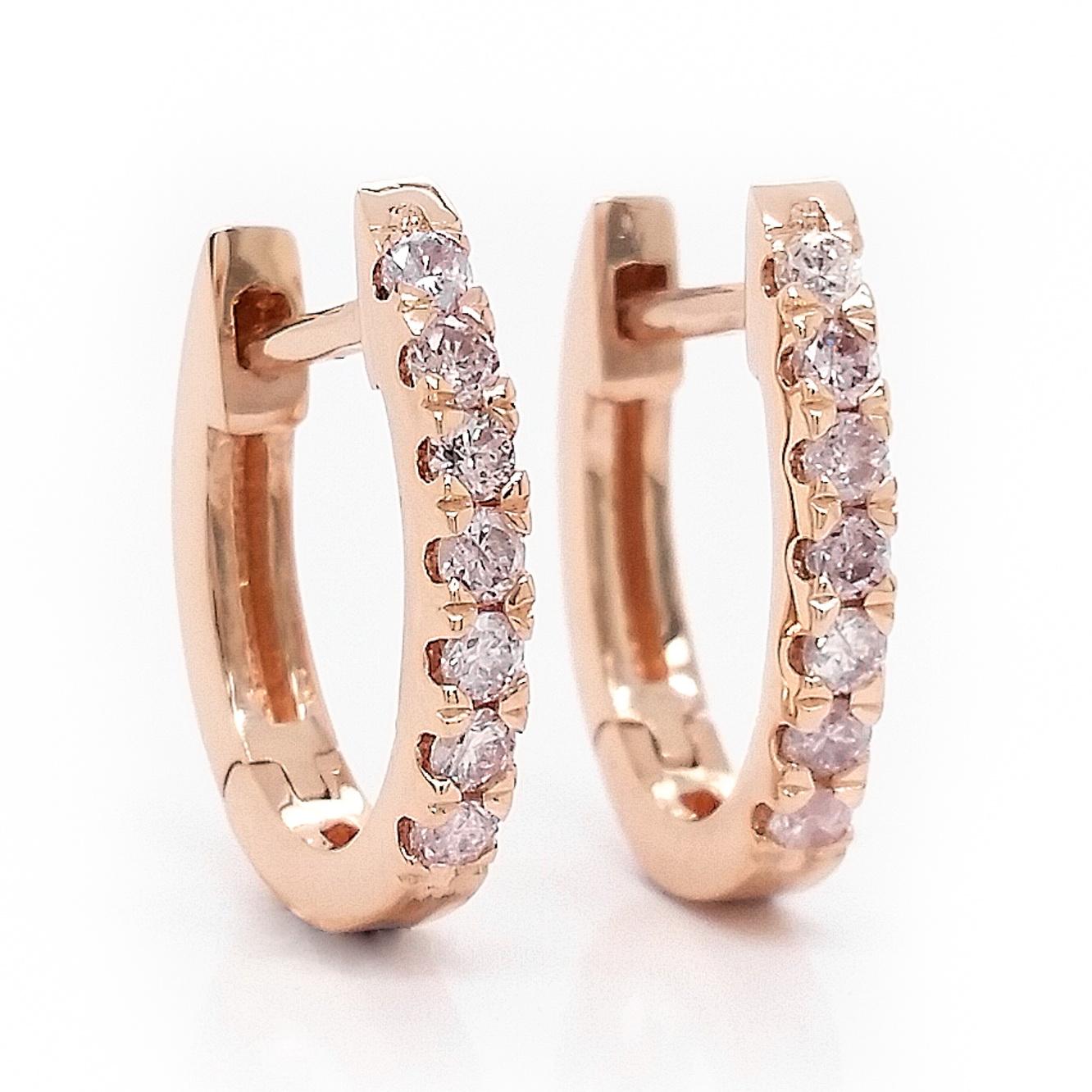 0.20ct Natural Pink Diamond Hoop Earrings For Sale at 1stDibs