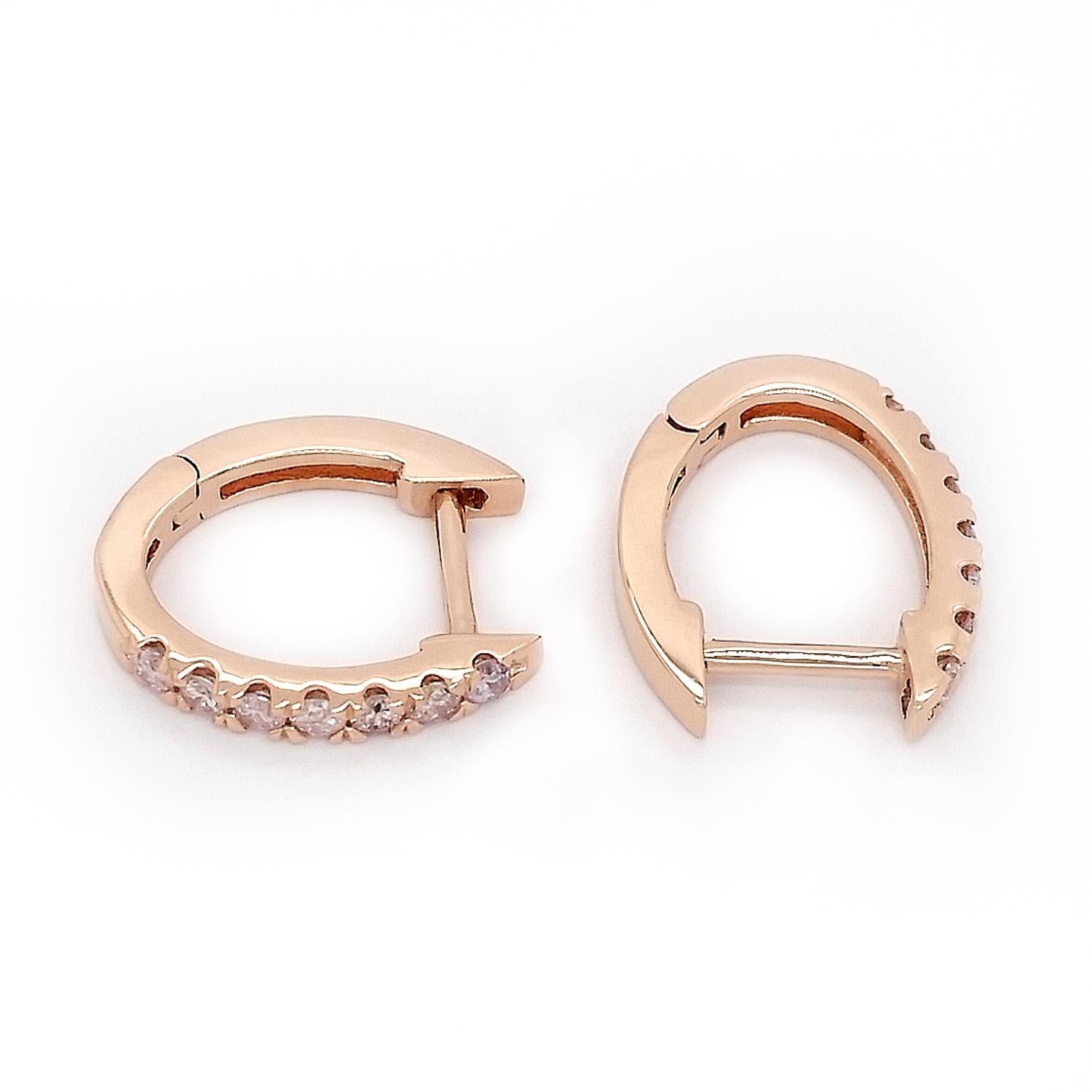 0.20ct Natural Pink Diamond Hoop Earrings For Sale at 1stDibs
