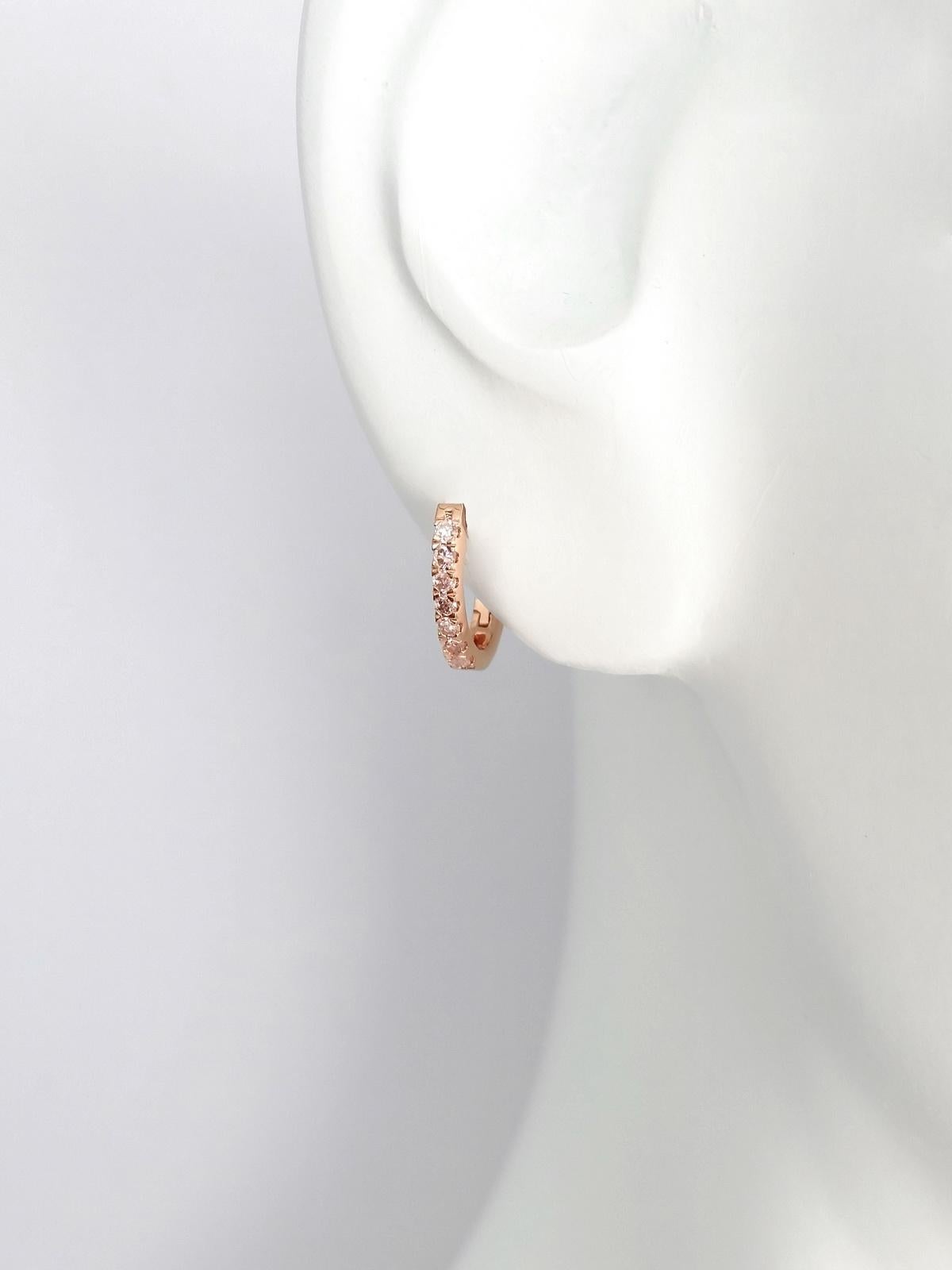 0.20ct Natural Pink Diamond Hoop Earrings For Sale at 1stDibs