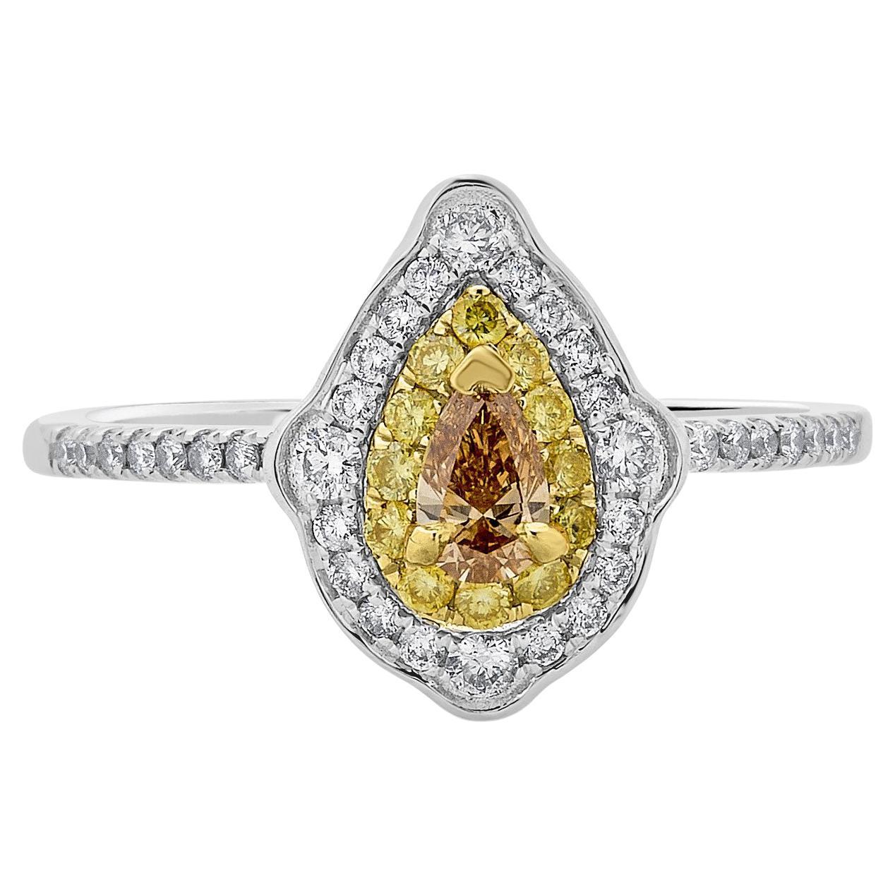 0.20ct Yellow Diamond Ring with 0.40Tct Accent Diamonds set in 18k Two ...