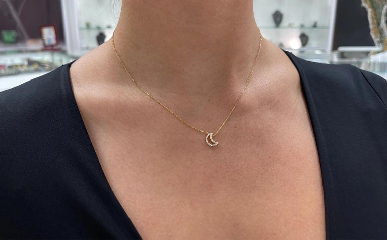 0.20tcw Natural Diamond Open Crescent Moon Adjustable Cable Chain ...