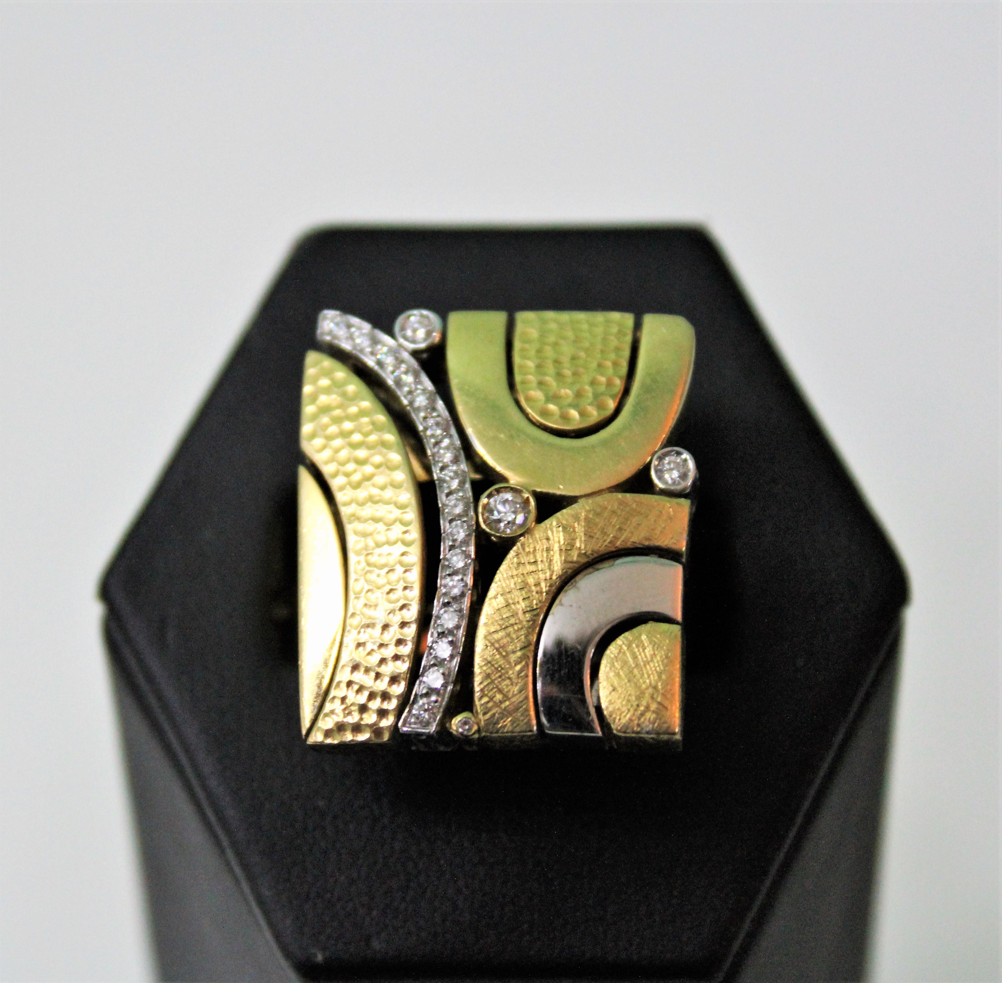 0.21 Carat Diamond Yellow White 18 Karat Gold Cocktail Ring For Sale at ...