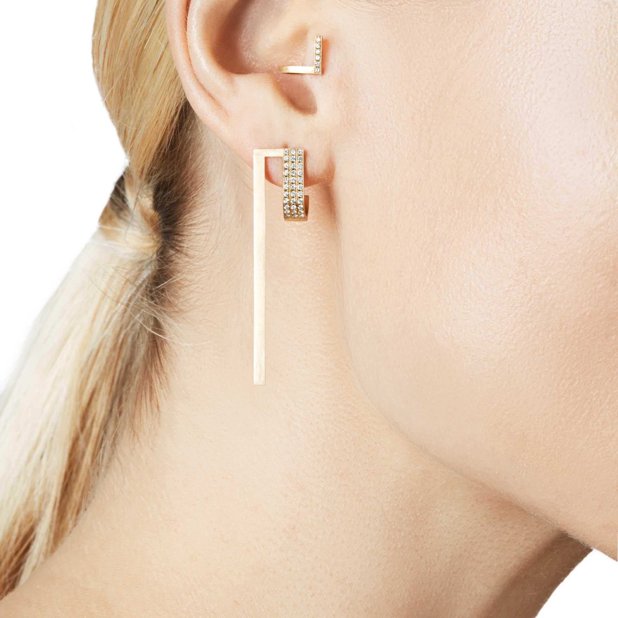 0.22 Carat Diamond 18-Karat Yellow Gold Long extension Earring For Sale ...