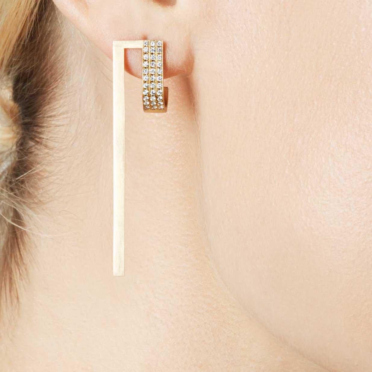 0.22 Carat Diamond 18-Karat Yellow Gold Long extension Earring For Sale ...