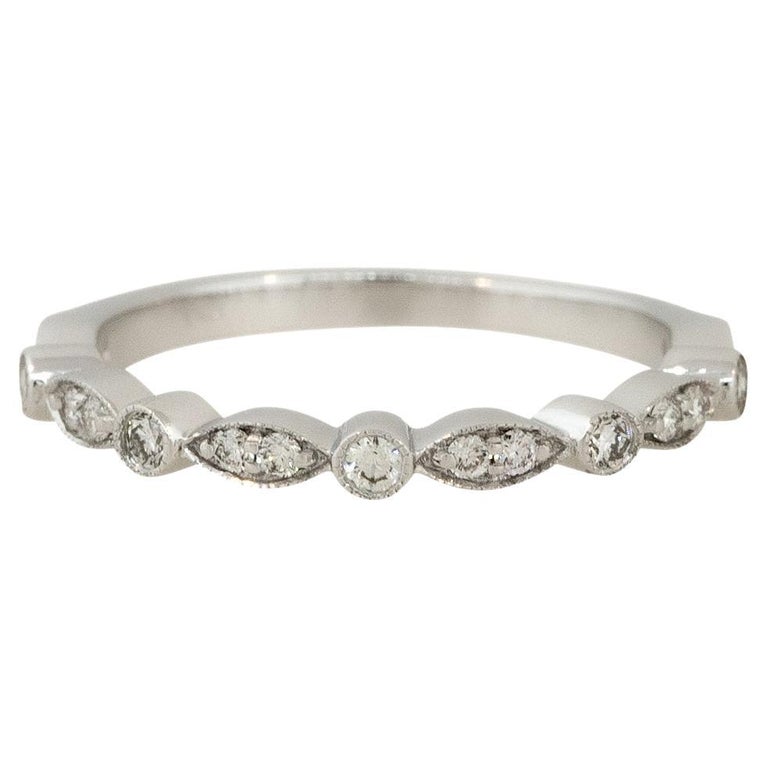 0.22 Carat Diamond Scallop Stackable Ring 14 Karat in Stock For Sale at ...