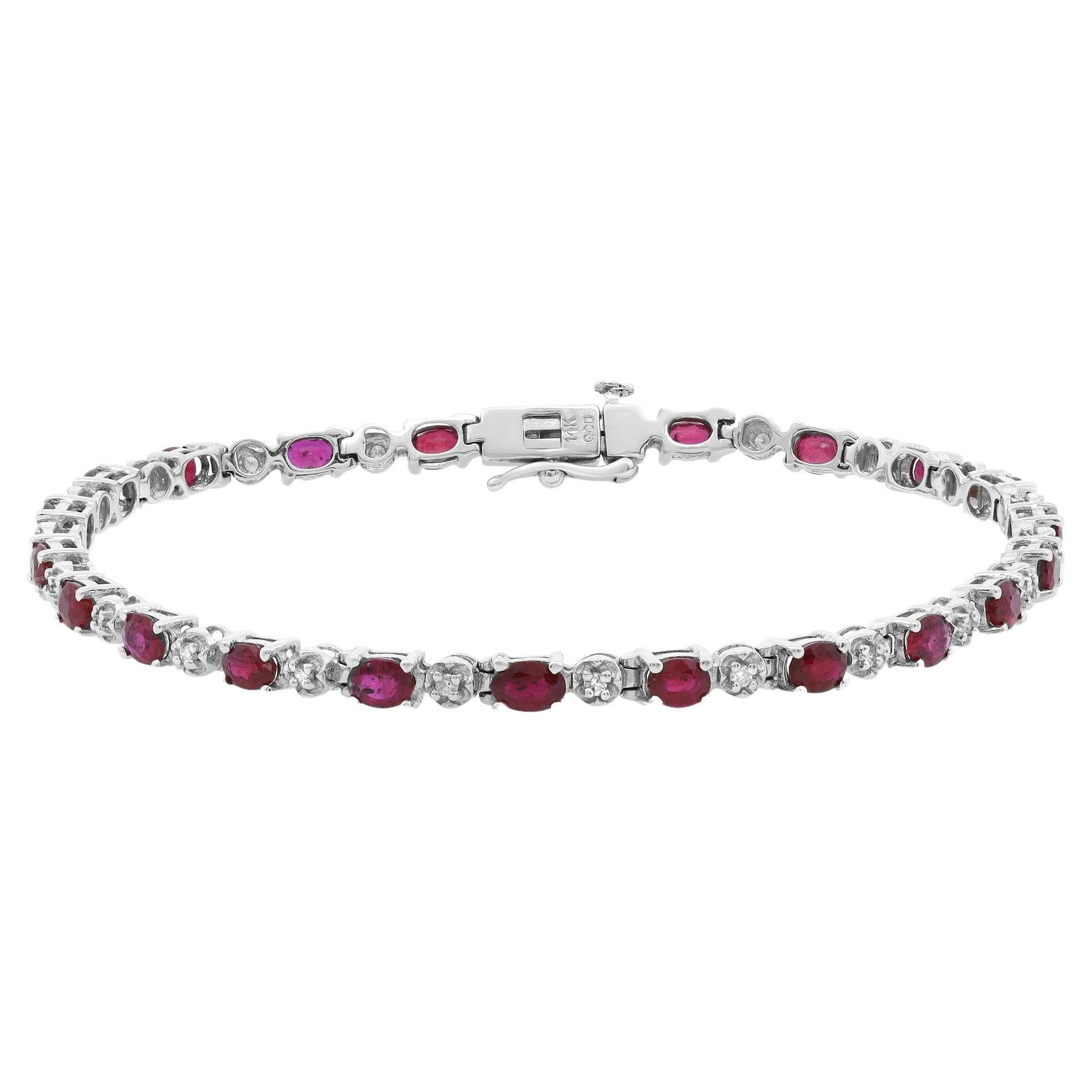 14k White Gold 8.00cttw Round and Bagette Diamond One Line Bracelet For ...