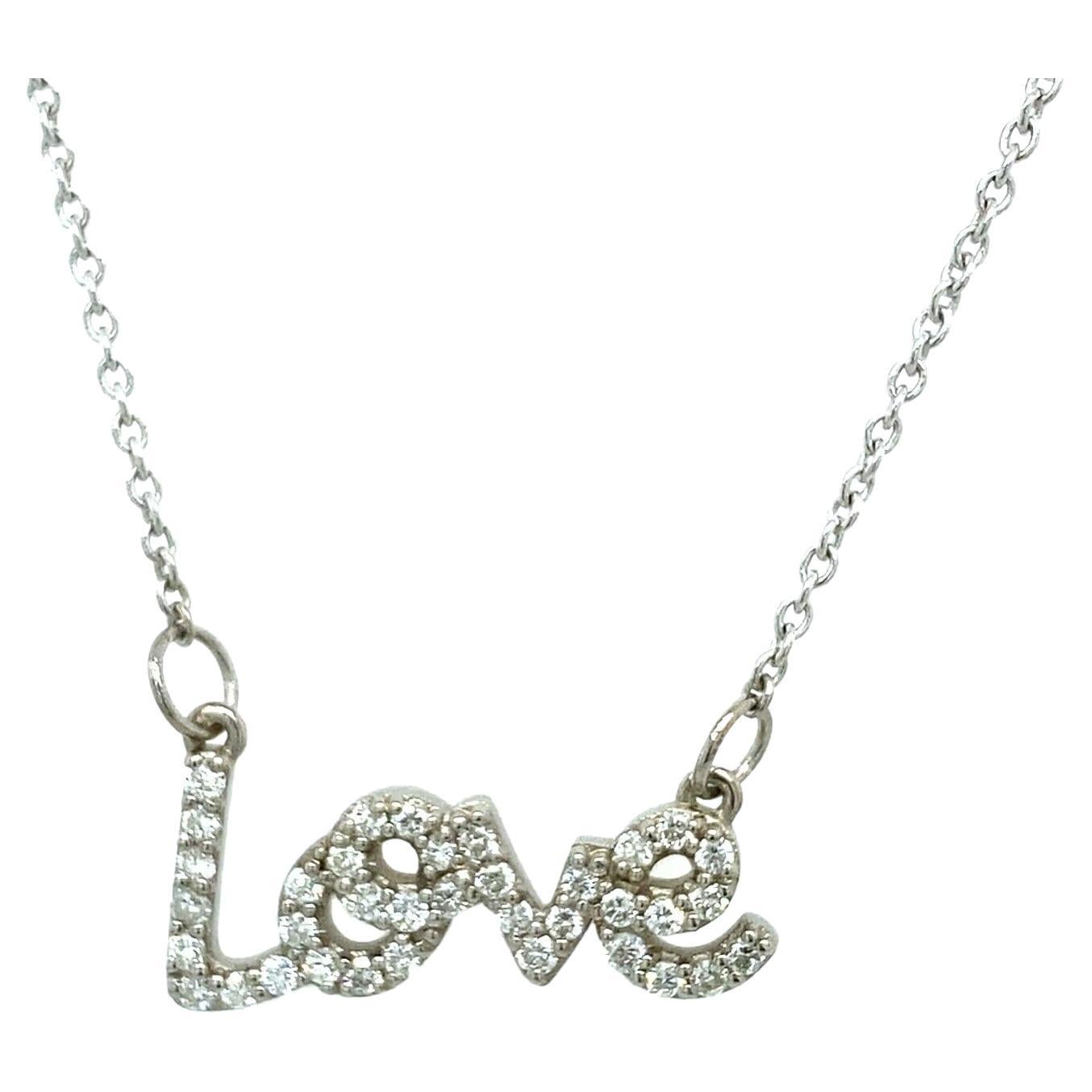 0.23ct Diamond Set Love Necklace on 16/18" in 9ct Rose Gold Chain For ...