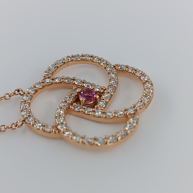 0.25 Carat Pink Sapphire VS G Color Diamonds 1.68 Carats.Rose Gold ...