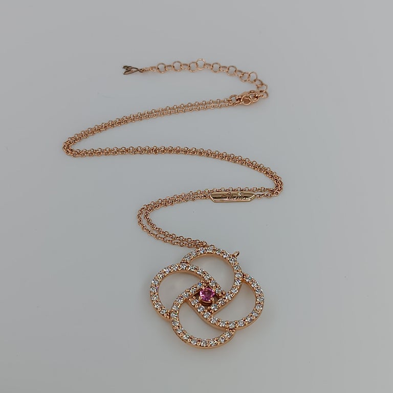 0.25 Carat Pink Sapphire VS G Color Diamonds 1.68 Carats.Rose Gold ...