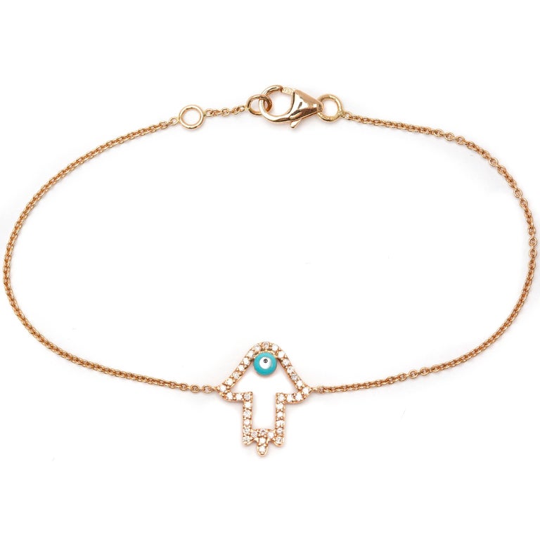 0.25 Carat Round Diamond 18 Karat Gold Khamsa Modern and Contemporary ...