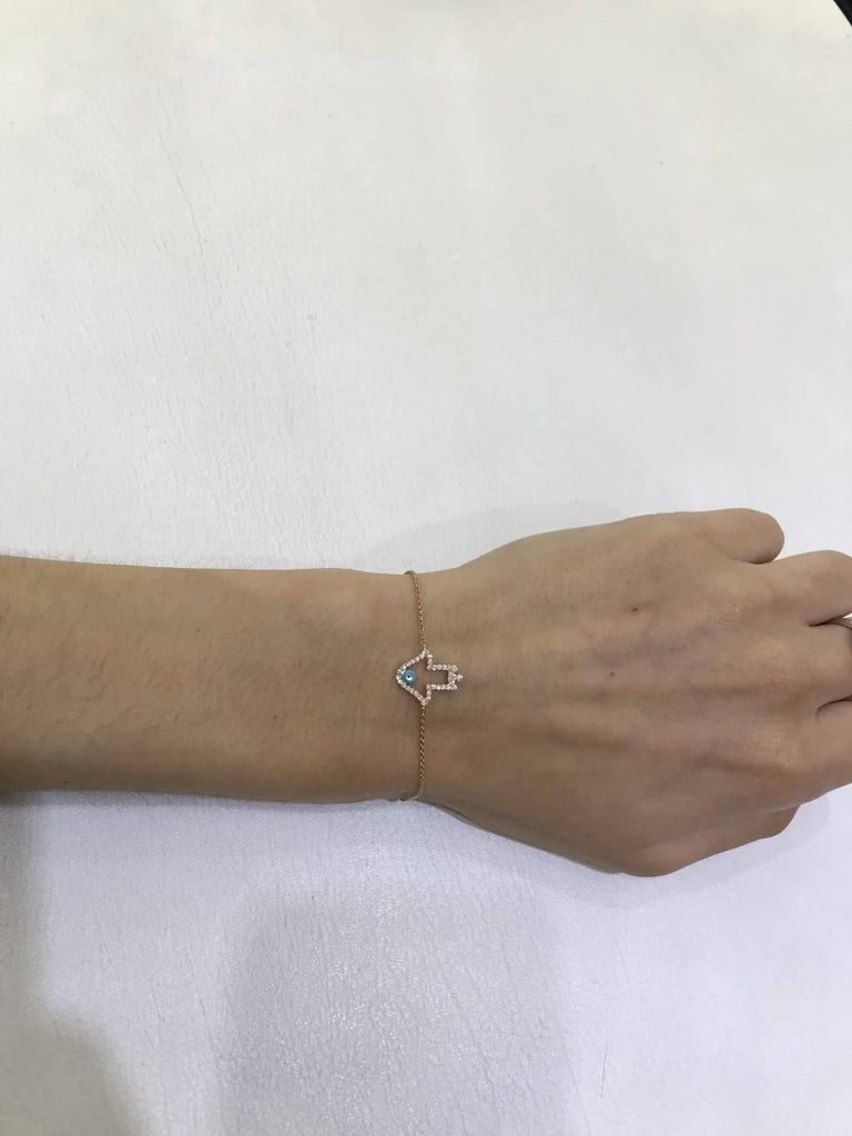 0.25 Carat Round Diamond 18 Karat Gold Khamsa Modern and Contemporary ...