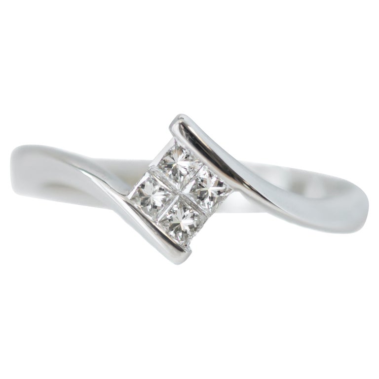 0.25 Carat Total Princess Cut Diamonds and White Gold Cocktail Ring For ...