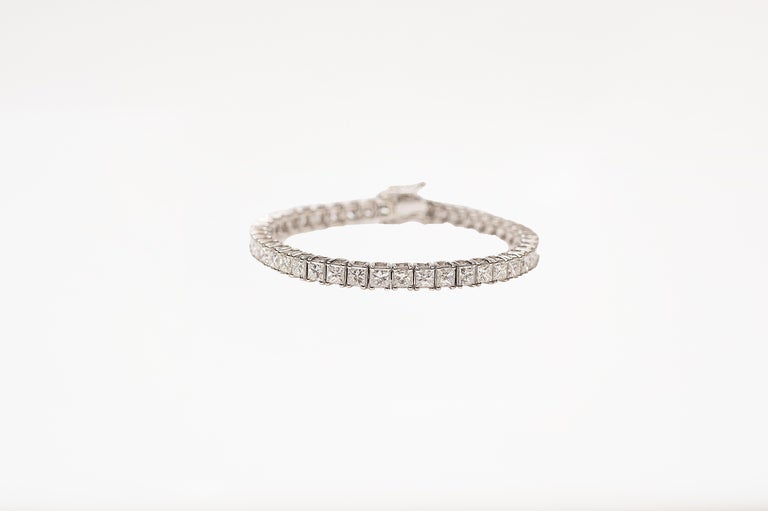 0.25 Pointer 11.92 Cts Princess Cut Diamond Bracelet in 18K Gold For ...