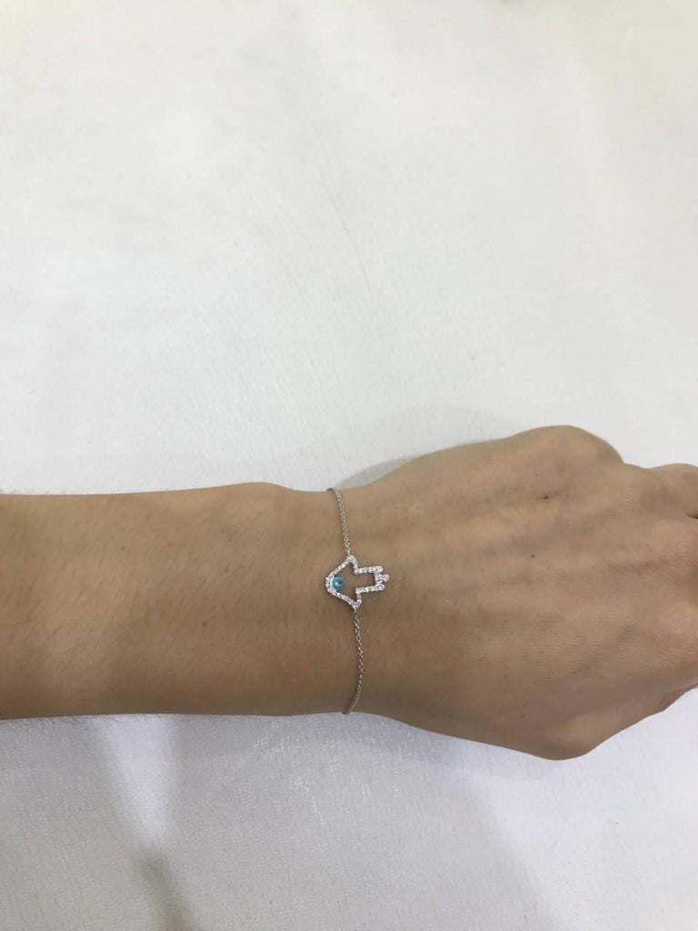 0.25 Carat Round Diamond 18 Carat Gold Modern and Contemporary Khamsa ...