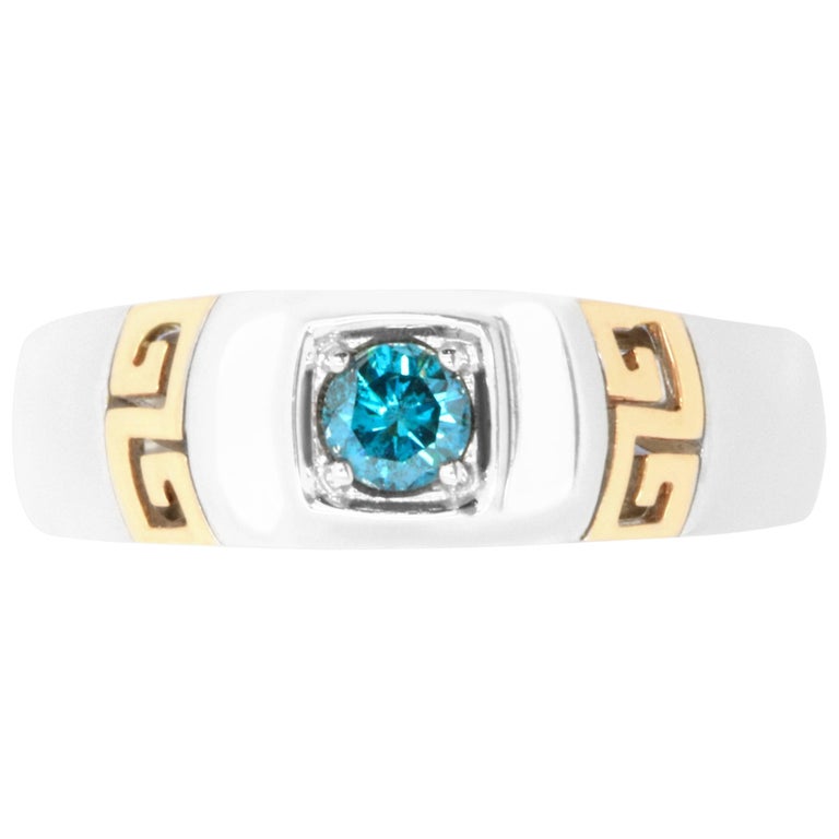 0.26 Carat Round Blue Diamond Men's Ring at 1stDibs | blue diamond mens ...