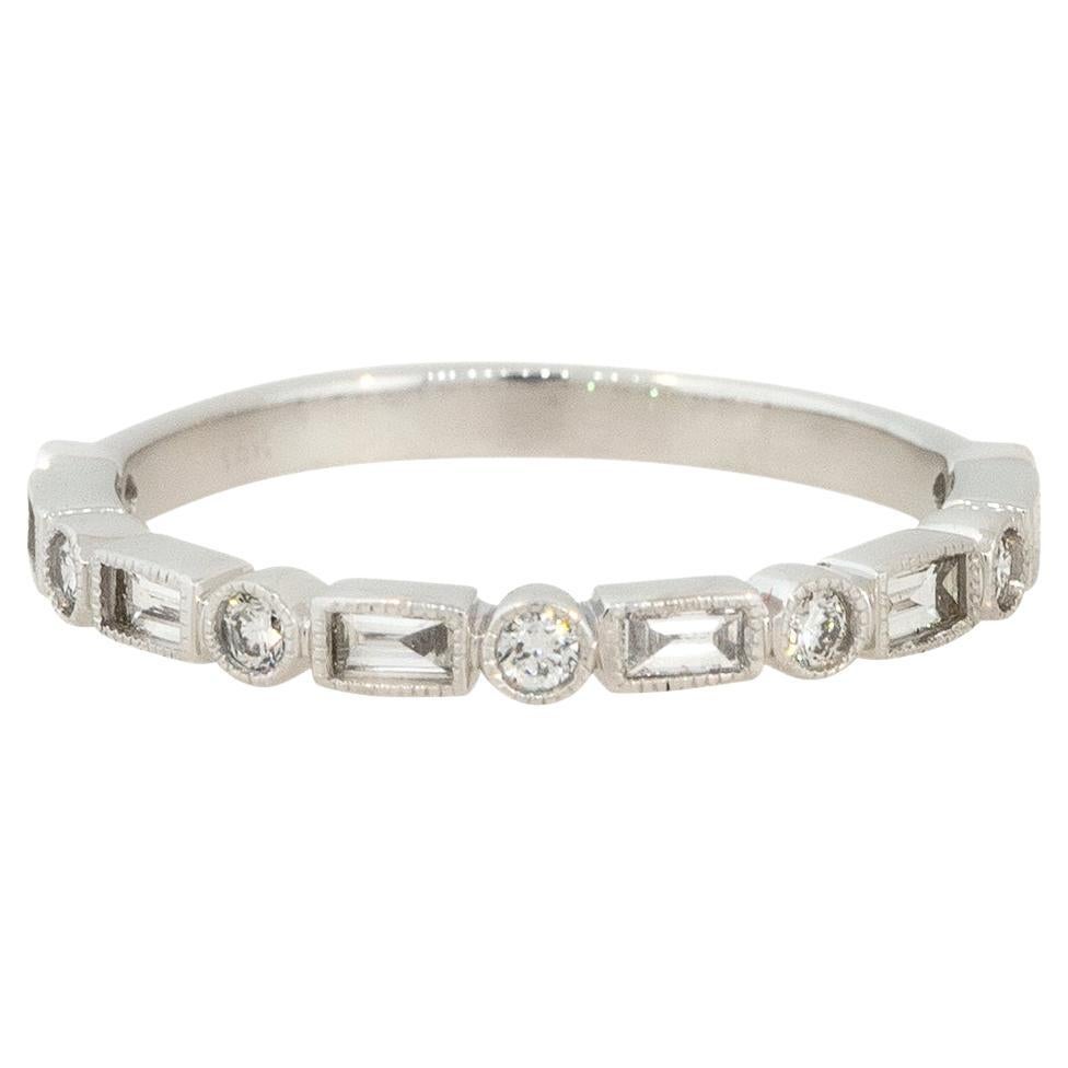 0.29 Carat Baguette and Round Cut Diamond Stackable Ring 14 Karat in ...
