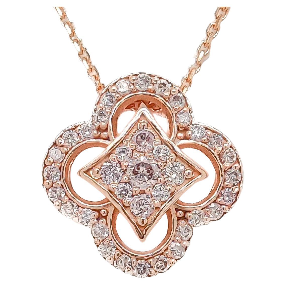 0.47 Carat Round Brilliant Pink Diamond Pendant Necklace 14k Rose Gold ...