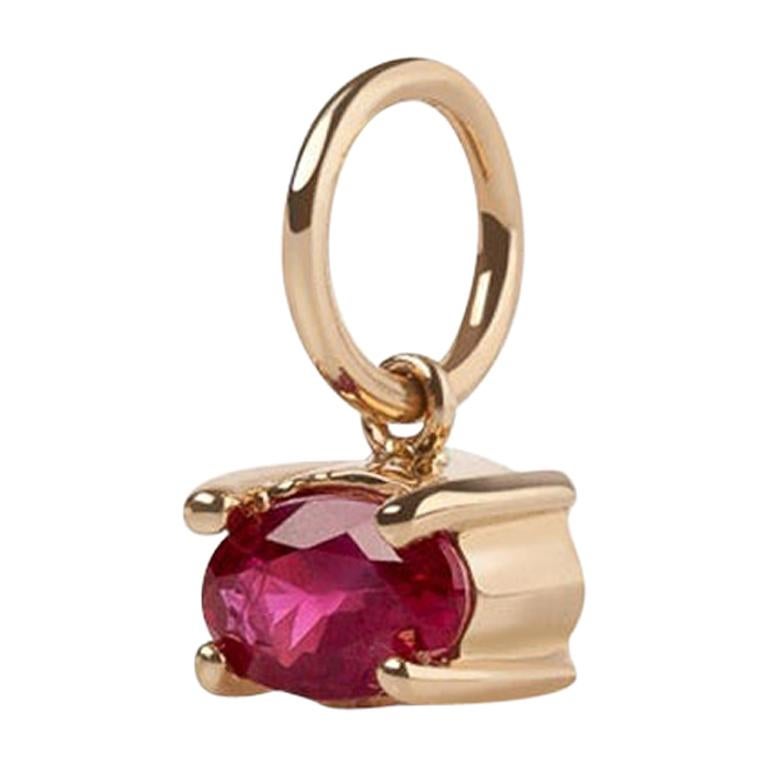 0.29 Carat Oval Ruby Stone Charm 14 Karat Gold For Sale at 1stDibs