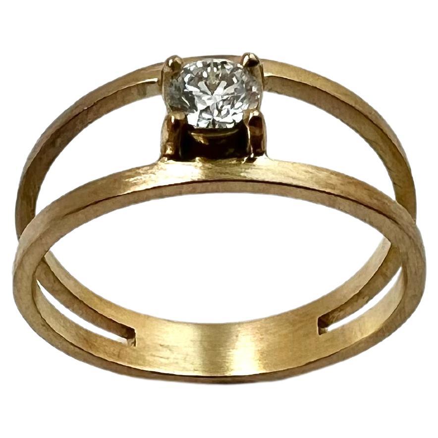 0.2Carat Diamond 18 Karat Yellow Gold Double Line Ring, US6.5 For Sale ...